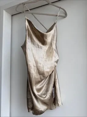 ASOS | Dresses | Asos Gold Satin Cowl Mini Dress | Poshmark